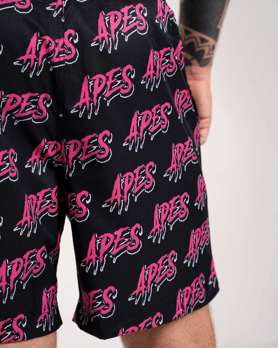 Apes Monogram Shorts - Black/Pink – Apes Lab